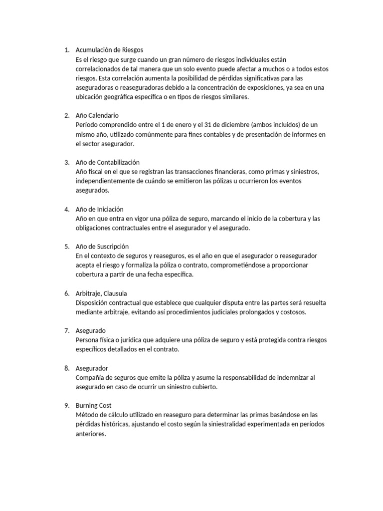 Glosario de Terminos Seguros y Reaseguros v2 | PDF | Reaseguro | Finanzas y dinero