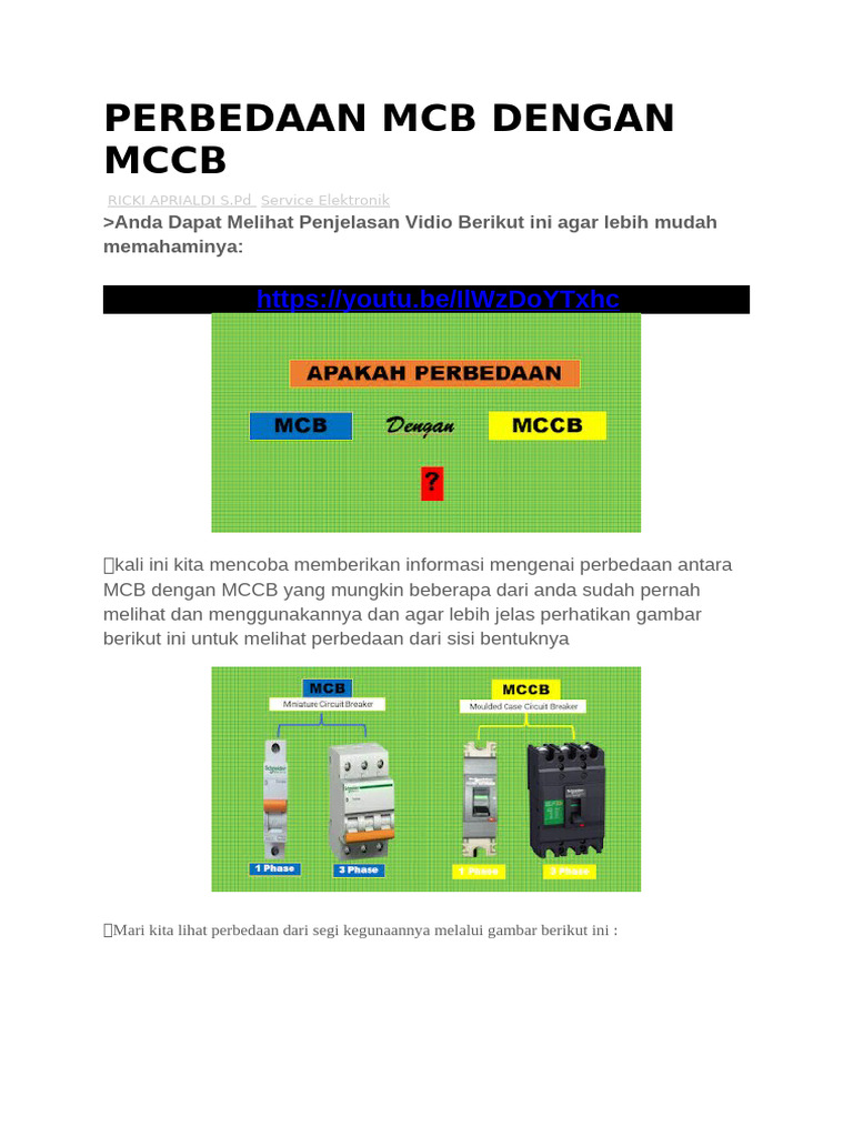 PERBEDAAN MCB DENGAN MCCB | PDF