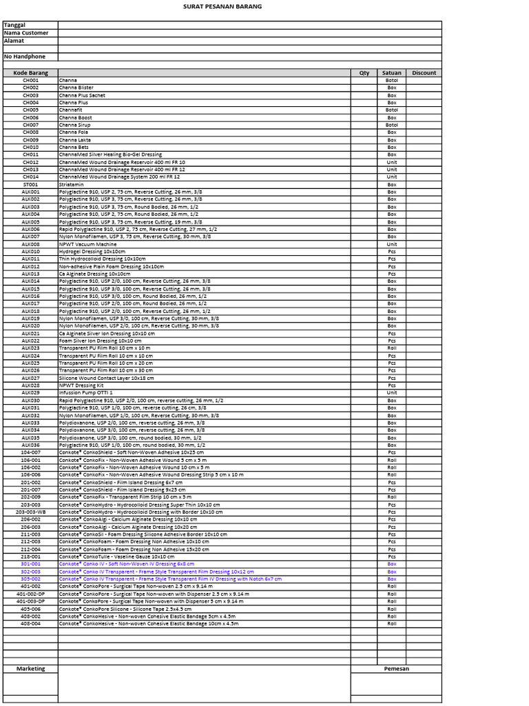 Surat Pesanan Barang | PDF