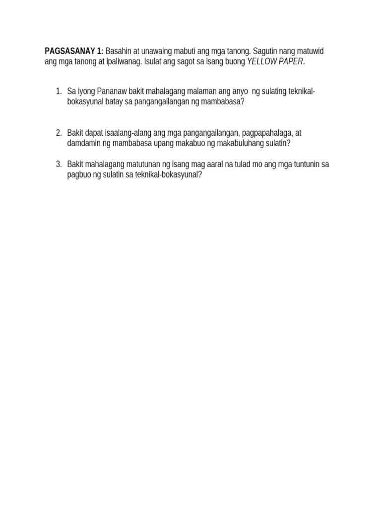 Pagsasanay 1 | PDF