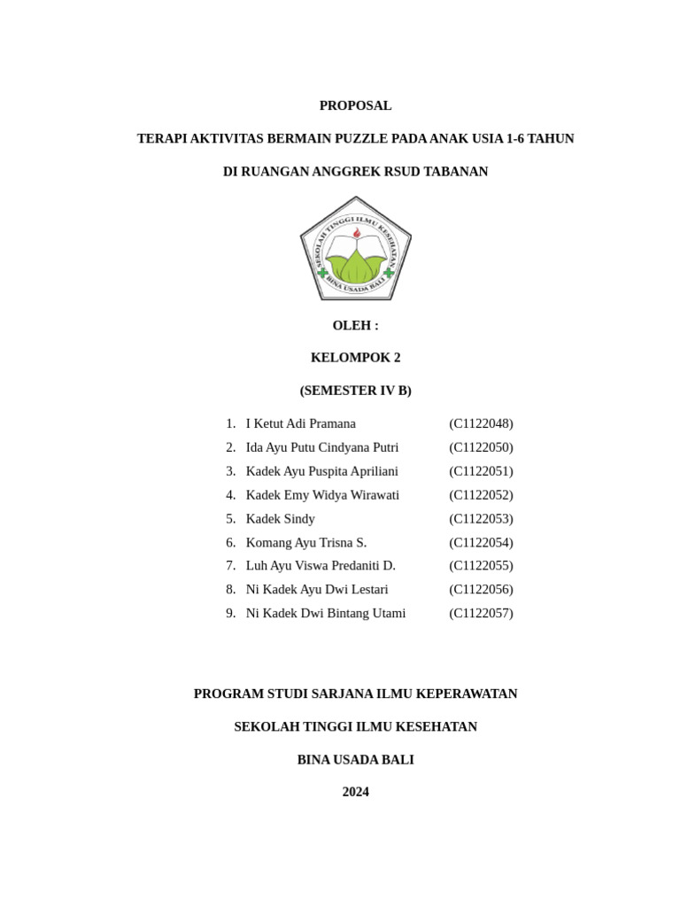 Proposal Terapi Bermain Puzzle Pdf