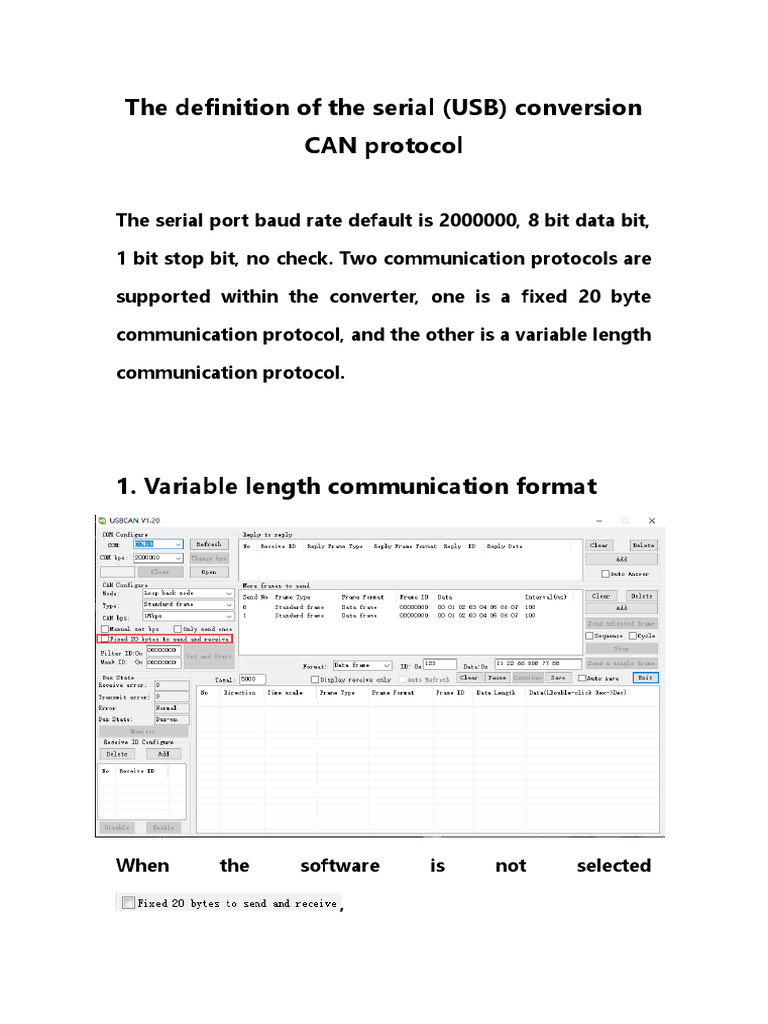USB (Serial Port) To CAN Protocol Defines | PDF