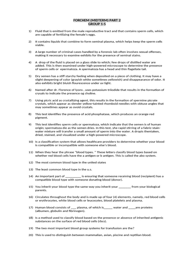Forchem Midterm Part 2 | PDF