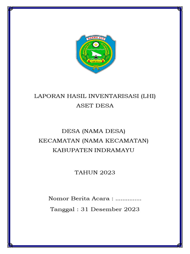 Format Laporan Hasil Inventaris Aset Desa - Revisi 1 | PDF