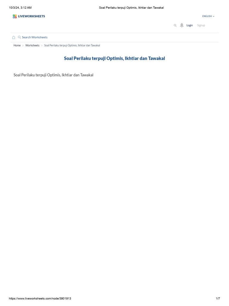 Soal Perilaku Terpuji Optimis, Ikhtiar Dan Tawakal | PDF