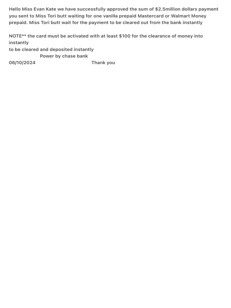 Hello Miss Evan Kate We Have Successfully Approved The Sum of $2 ...