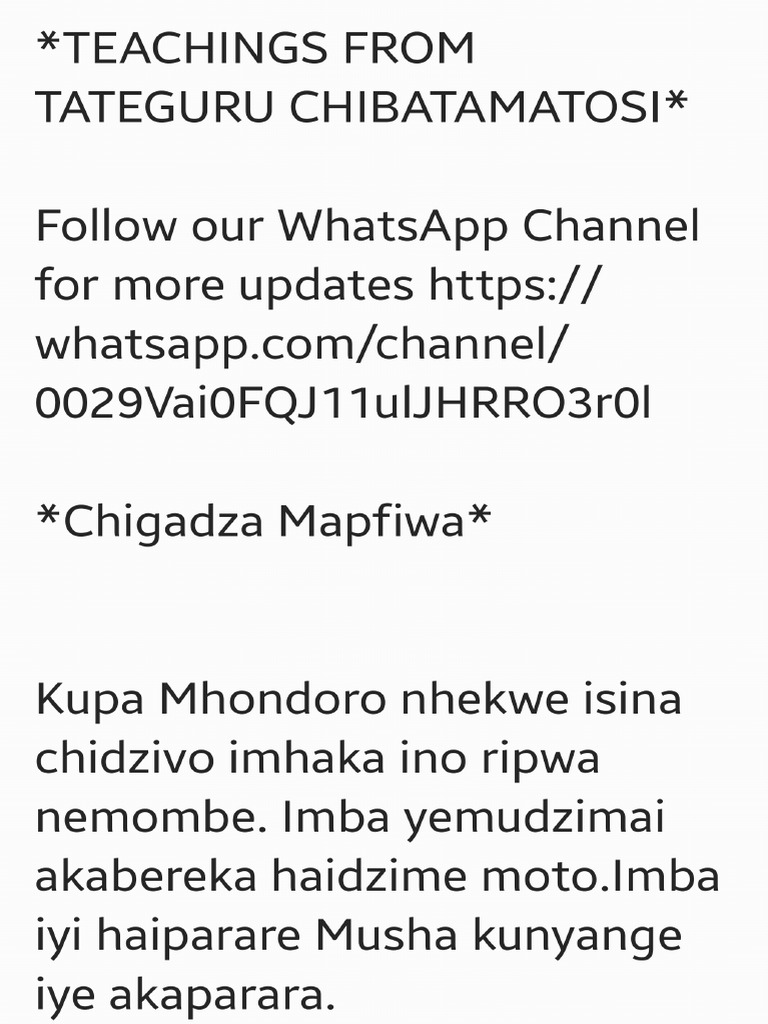 Chigadza Mapfihwa | PDF