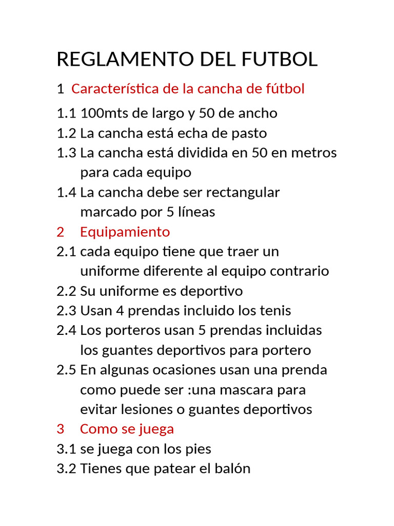 Reglamento Del Futbol: Característica de La Cancha de Fútbol | PDF | Asociación de Futbol | Reglas