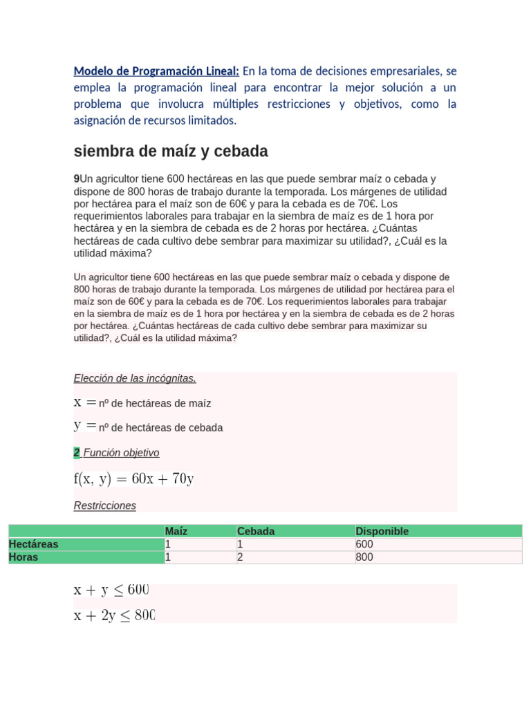 Modelo de Programación Lineal Ejercicios | PDF