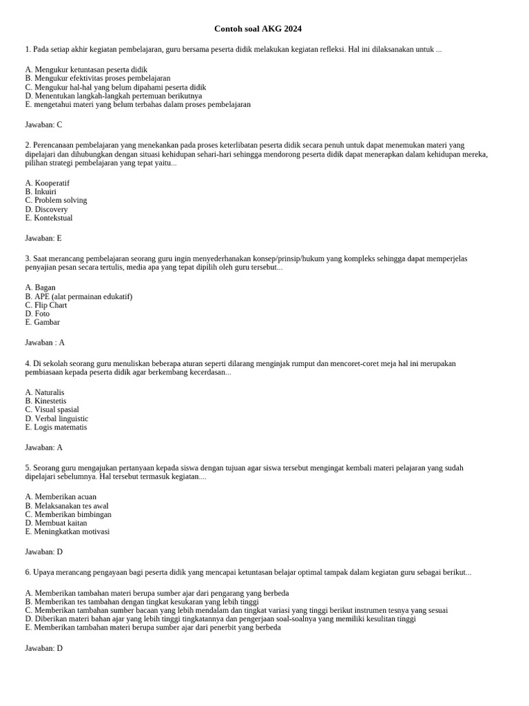 Contoh Soal AKG 2024 | PDF