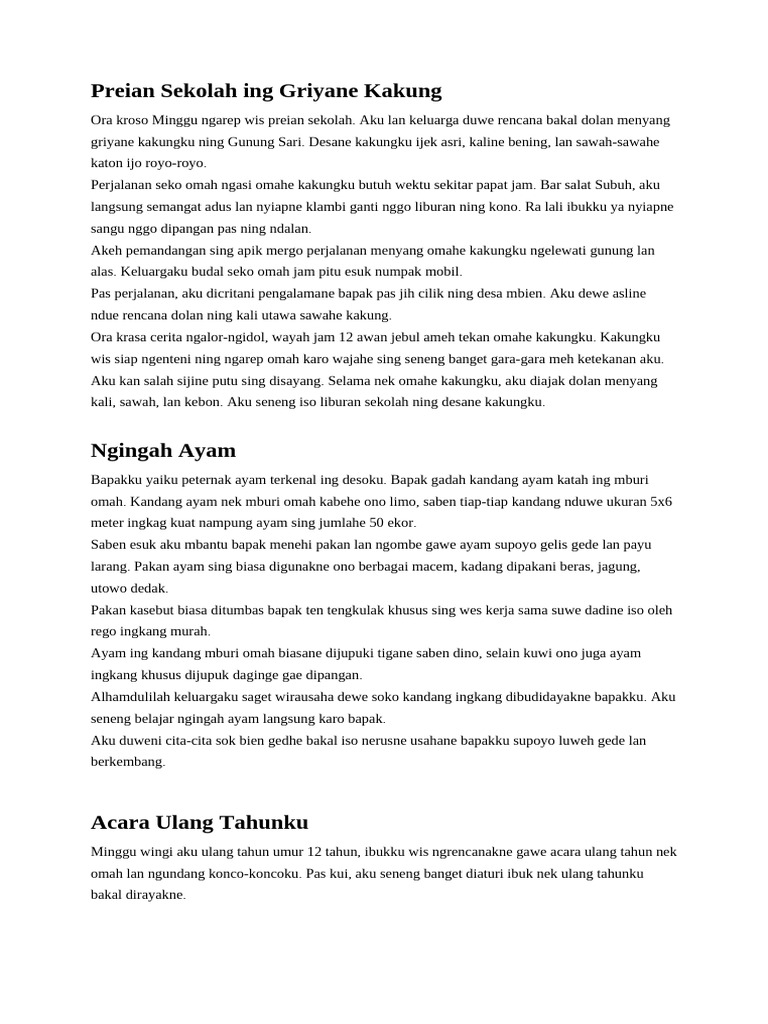 Contoh Cerkak Buat Verel Dan Mercya | PDF
