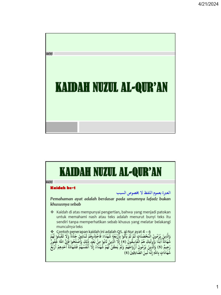 Kaidah Nuzul Al-Qur'An | PDF