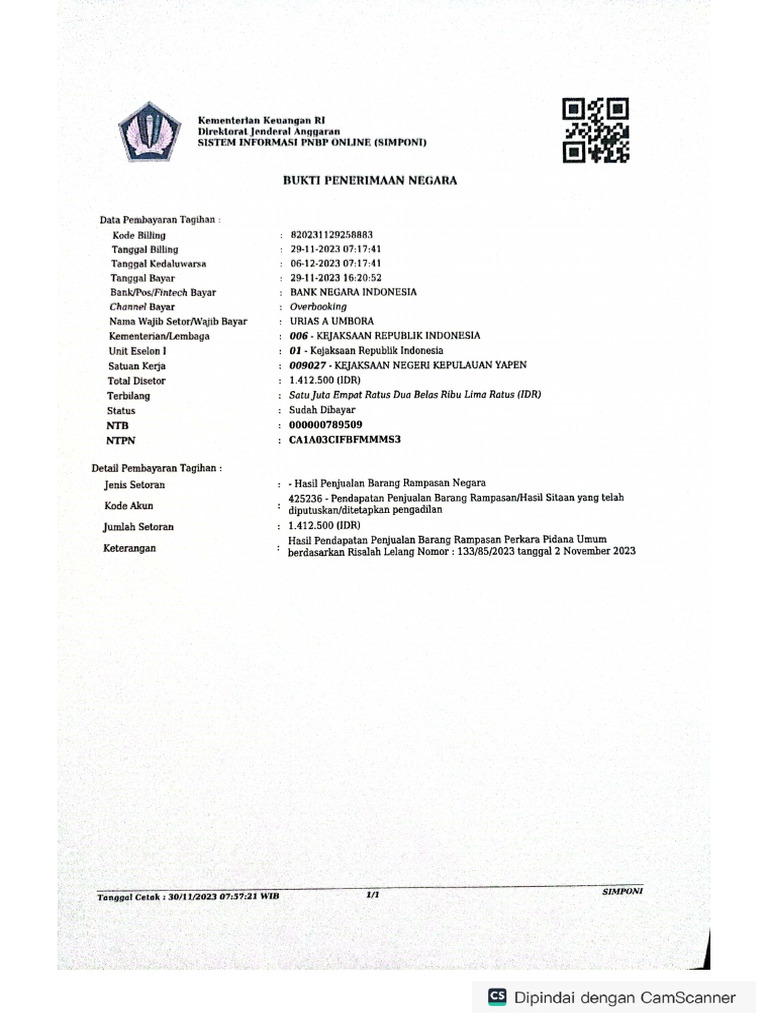 133 BUKTI SETOR | PDF