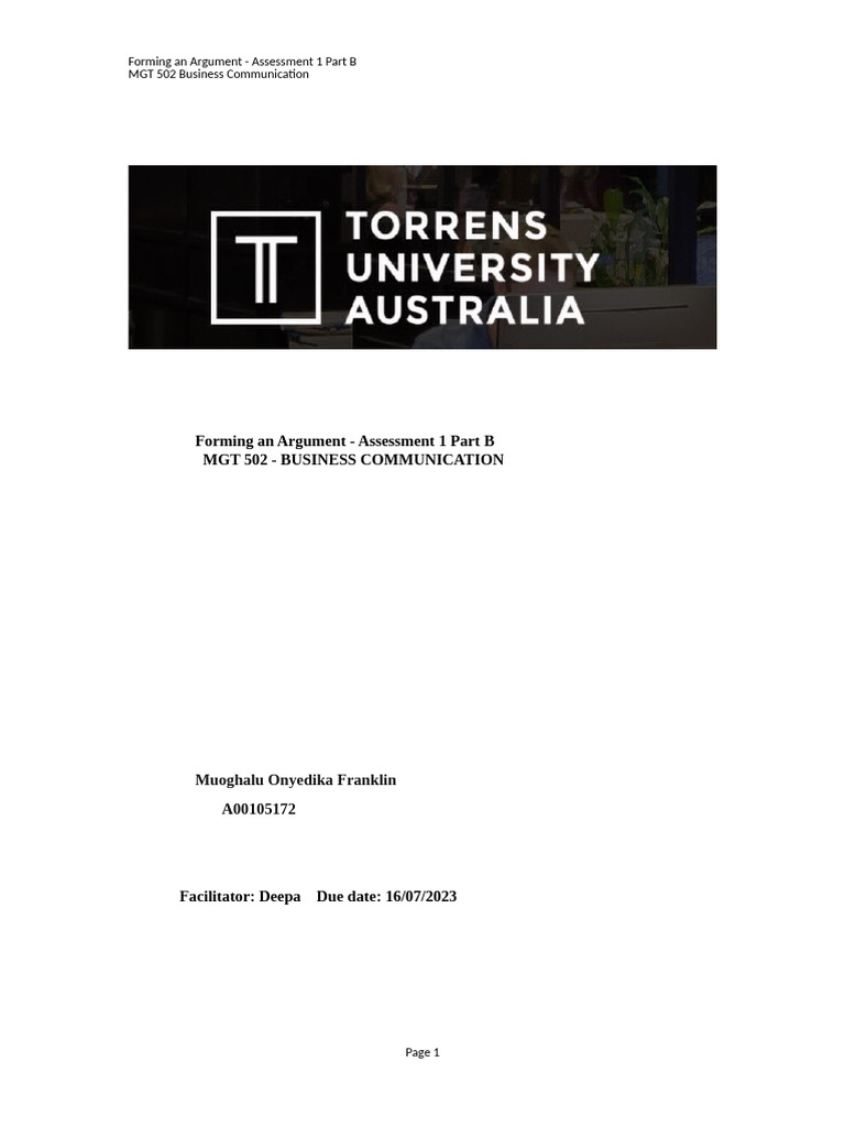 Mgt 502 Assessment 1 Part b | PDF