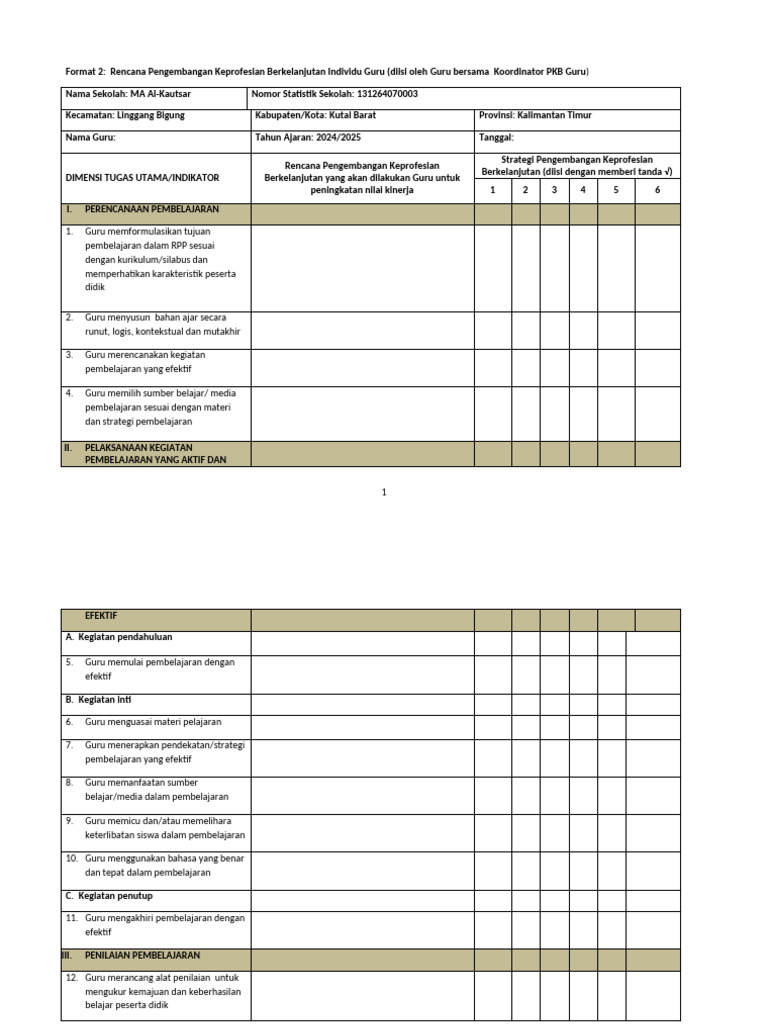 Format 2 Rencana PKB | PDF
