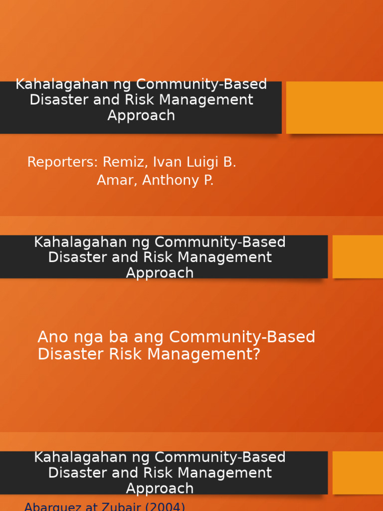 Ang Community Based Disaster and Risk Management Approach | PDF