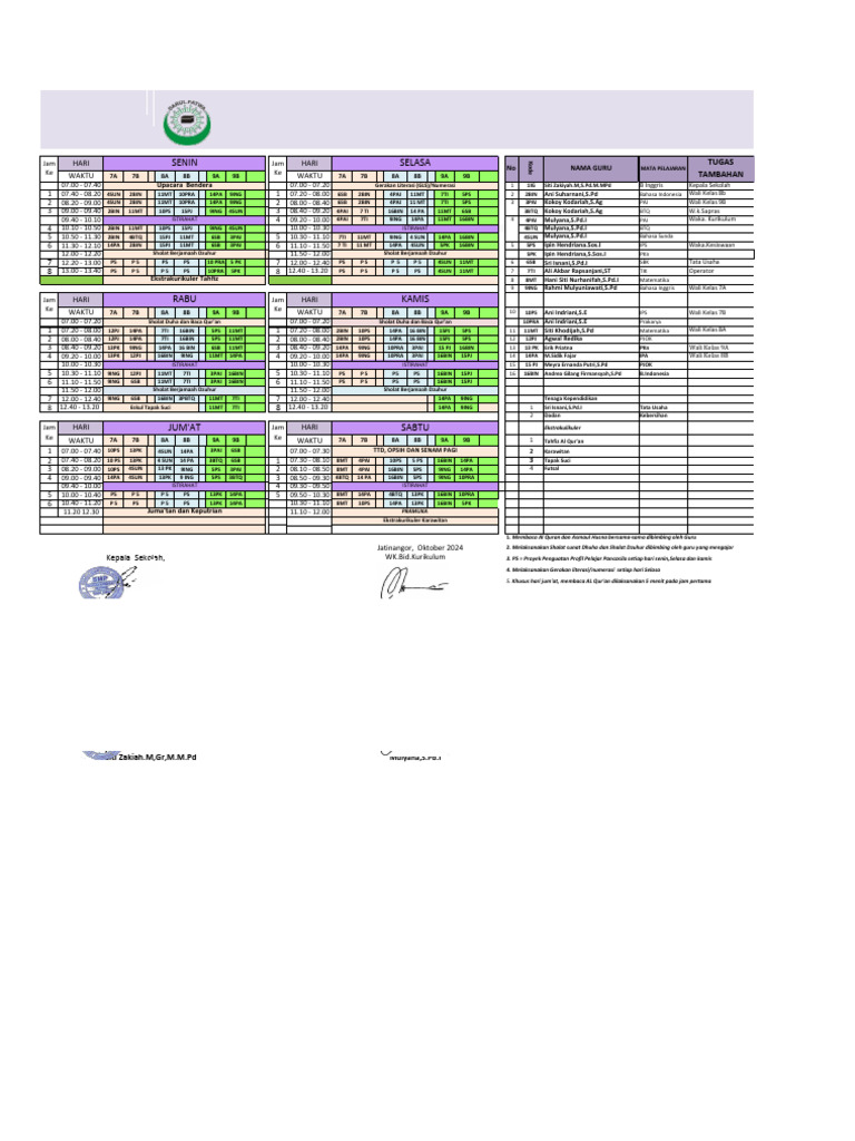 JADWAL BARU.Okt.REV- 2024-2025 | PDF