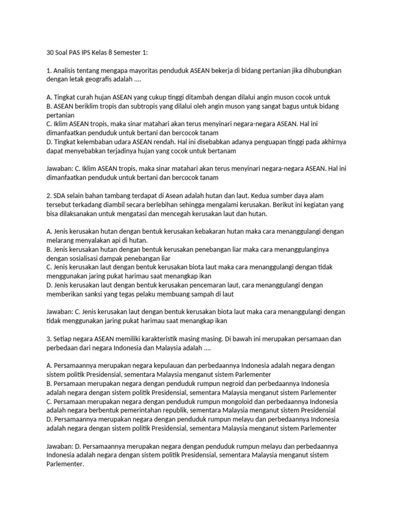 30 Soal PAS IPS Kelas 8 Semester 1 | PDF