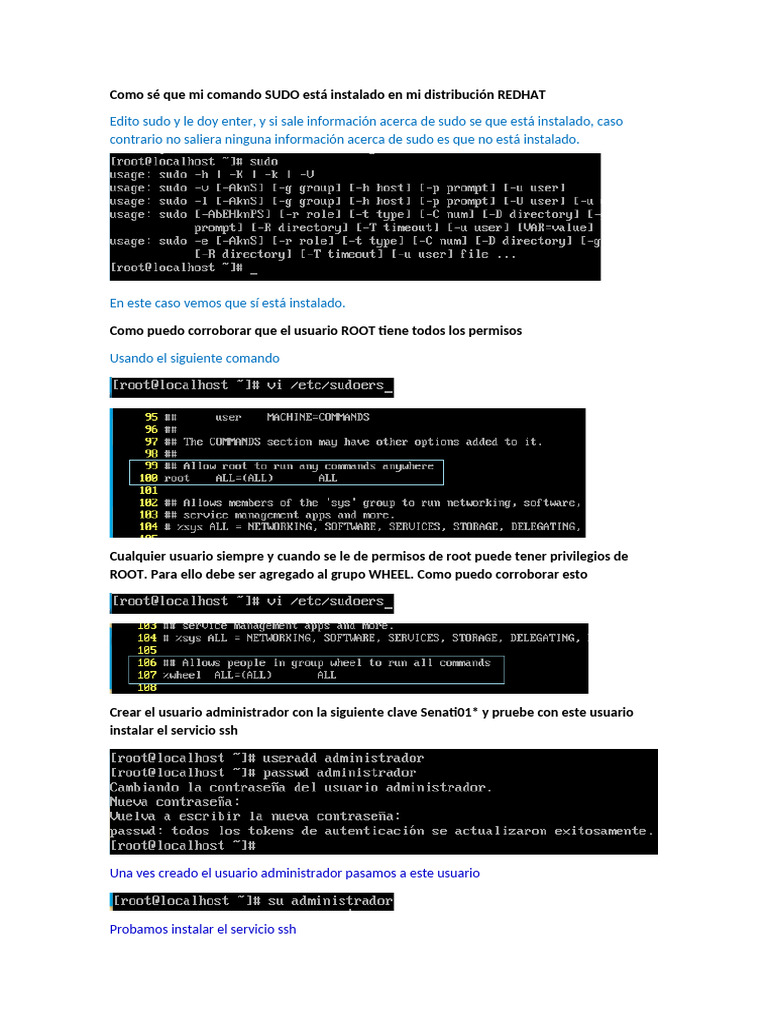 Como Sé Que Mi Comando SUDO Está Instalado en Mi Distribución REDHAT | PDF