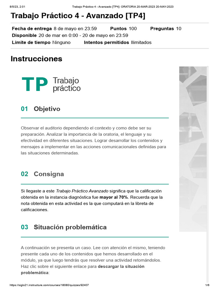 TP4 Oratpria Avanzado - 100 | PDF | Hablar en público