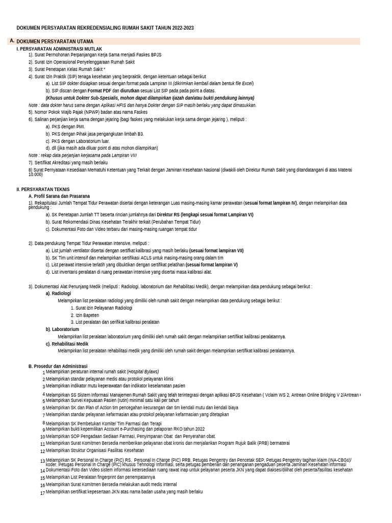 List Dokumen Pelengkap Untuk Faskes - Edit (1) FINAL - BARU UPDATED | PDF