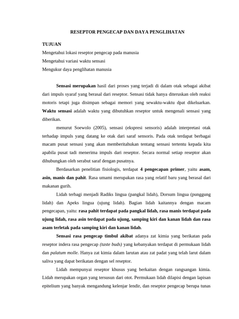 Reseptor Pengecap | PDF