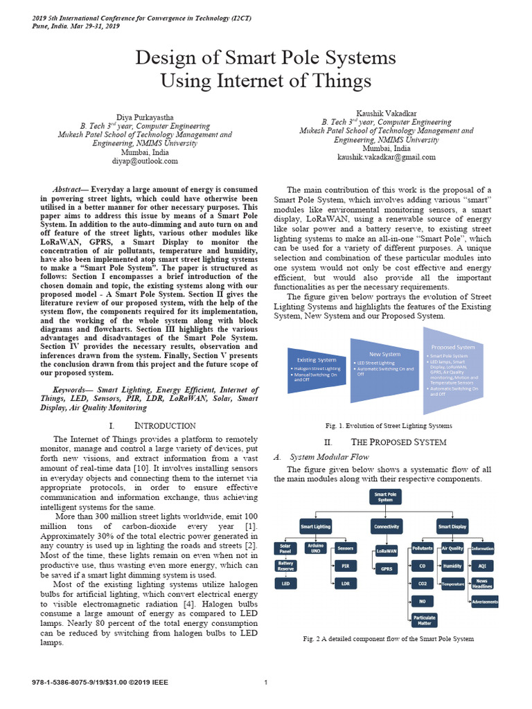 Design of Smart Pole Systems Using IoT | PDF | Solar Panel | Technology ...