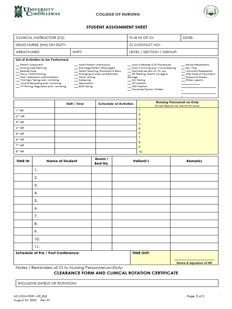 Students Assignment Sheet Group Clearance Form | PDF