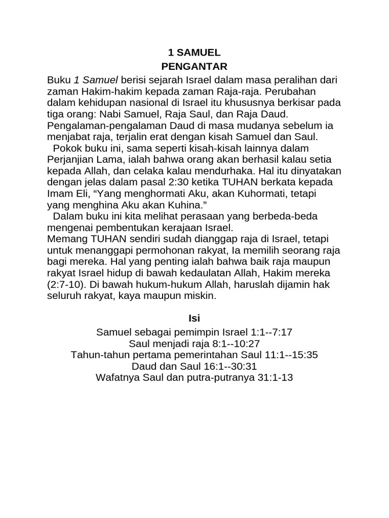 Sejarah dan Pemimpin dalam 1 Samuel | PDF