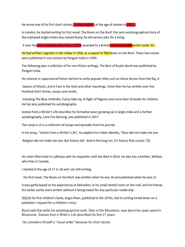 Ruskin Bond | PDF