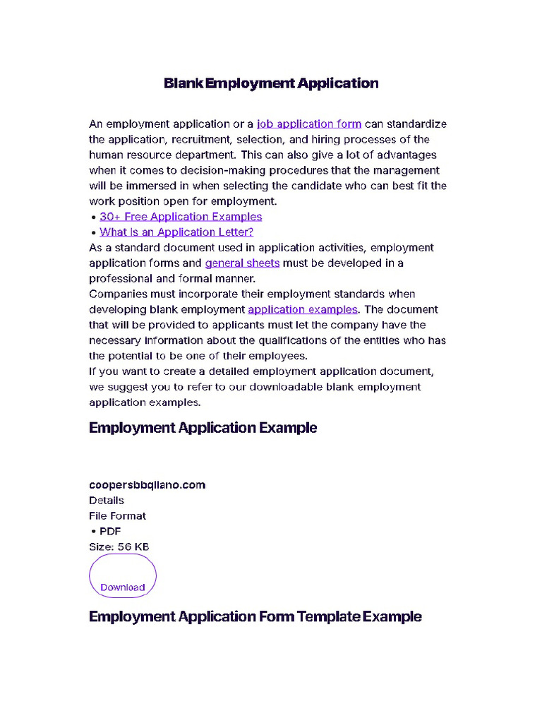 Application For Employment | PDF