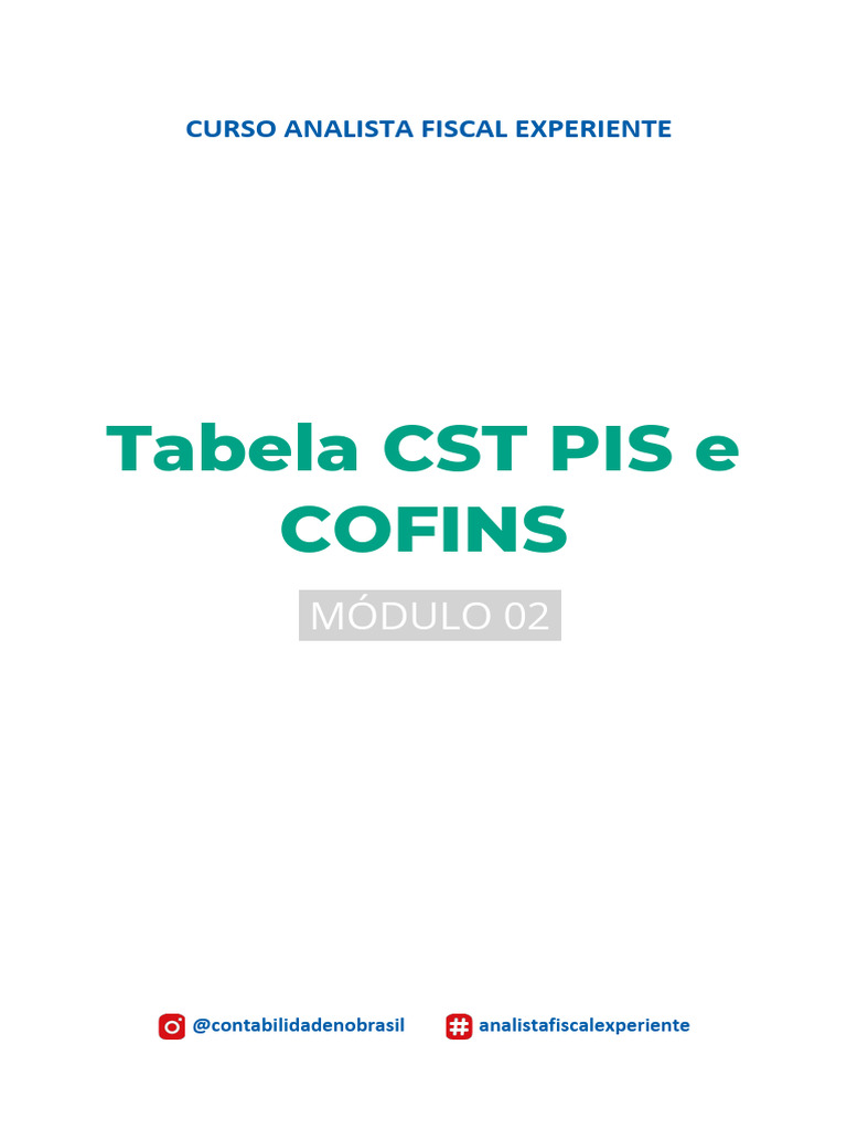 Tabela CST PIS e COFINS | PDF