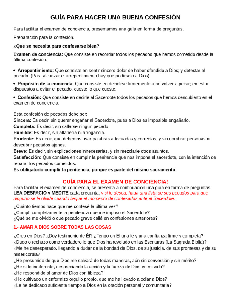 Guía para Hacer Una Buena Confesión | PDF