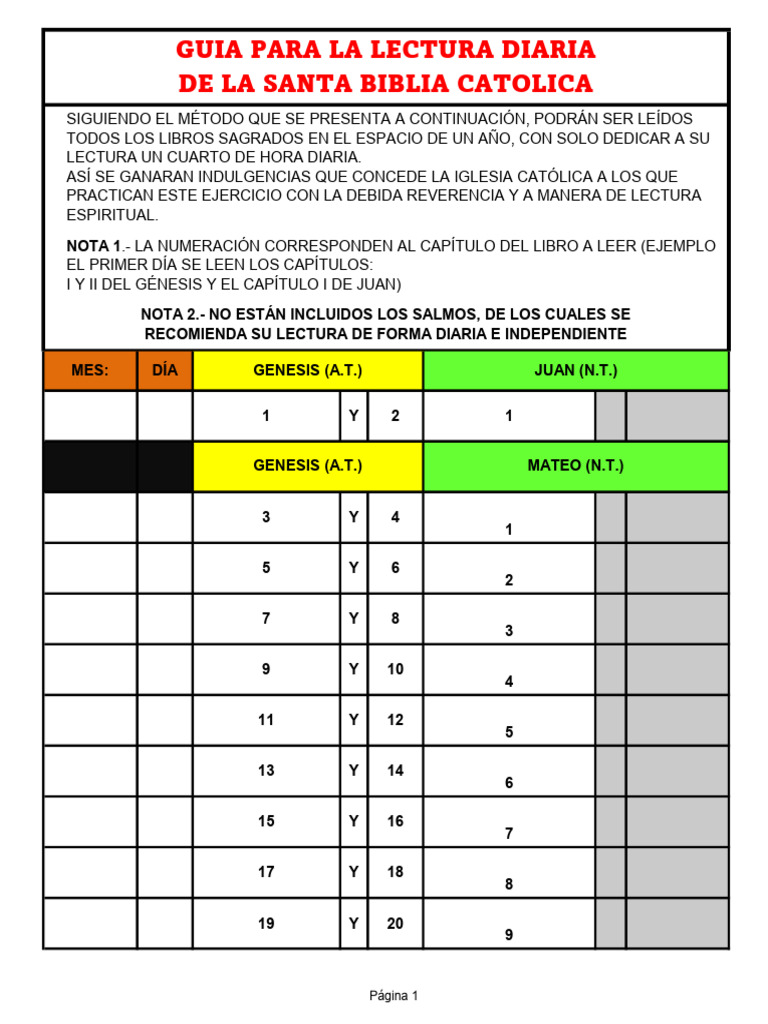 Guia Para Leer La Biblia En Un Año Pdf