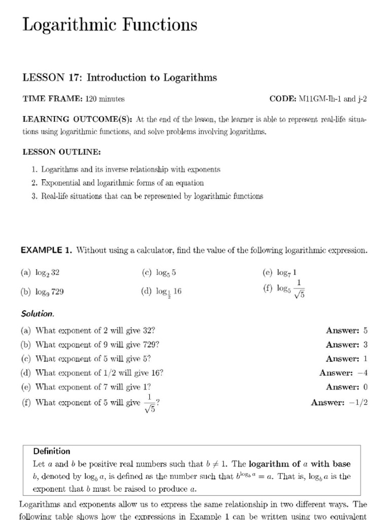GenMath L17 - Logarithmic Functions | PDF