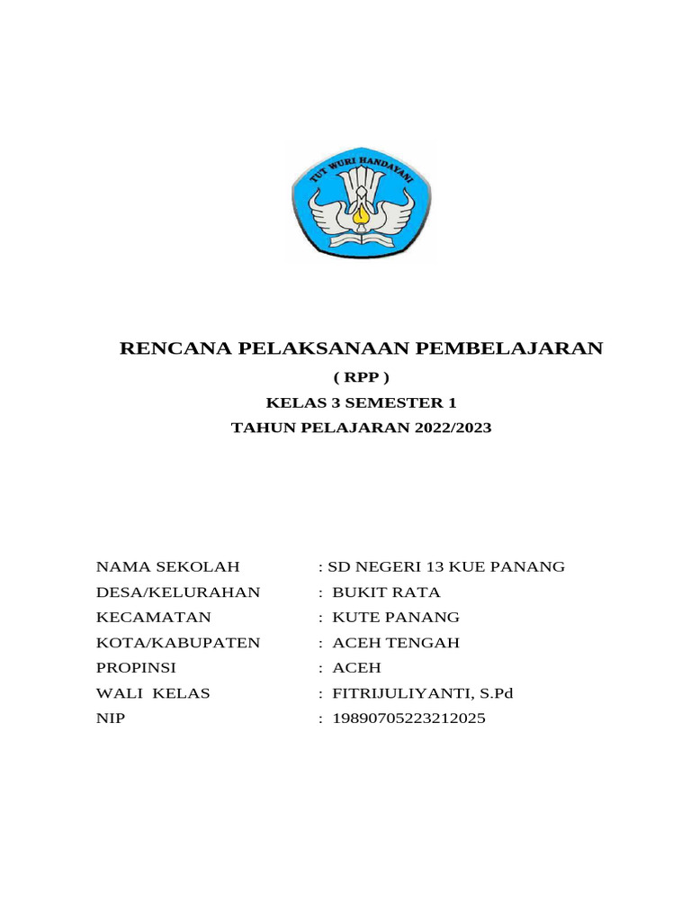 RPP Kelas 3 Tema 1 | PDF