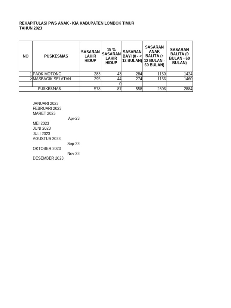 Format PWS Anak 2023 Prov | PDF