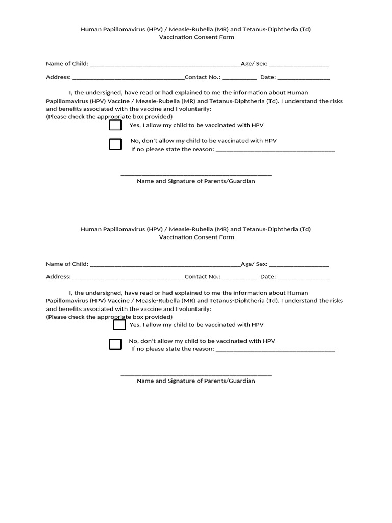 HPV Consent Form | PDF