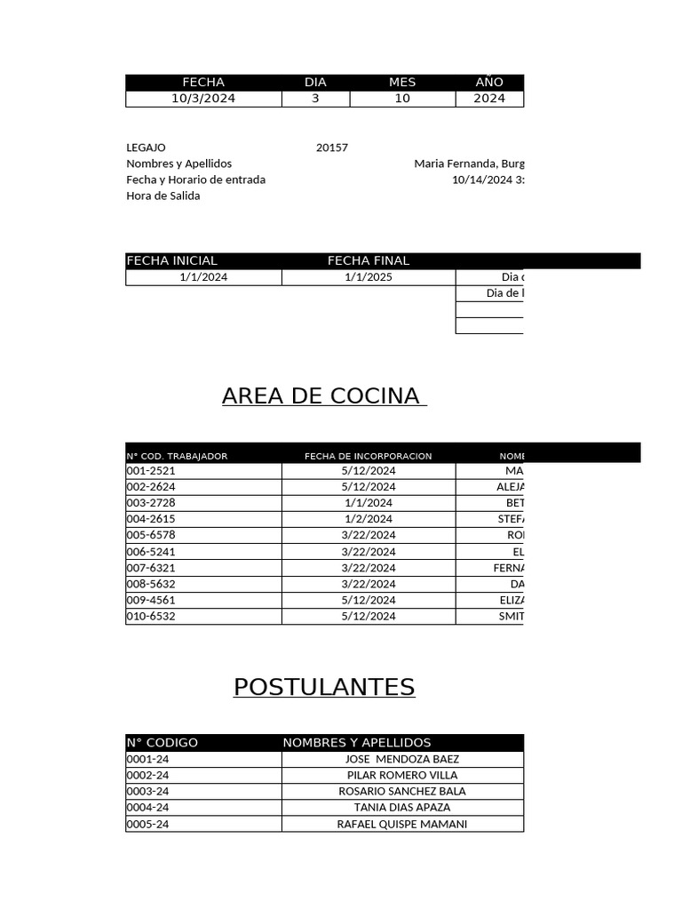 Tablas Excel | PDF