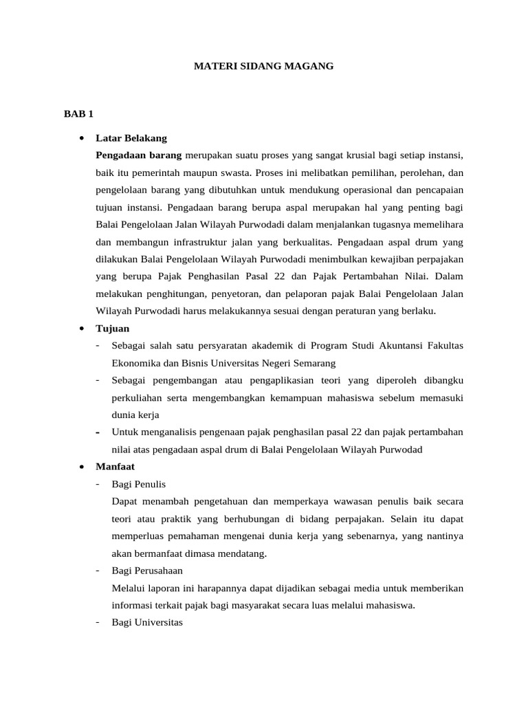 Materi Sidang Magang | PDF