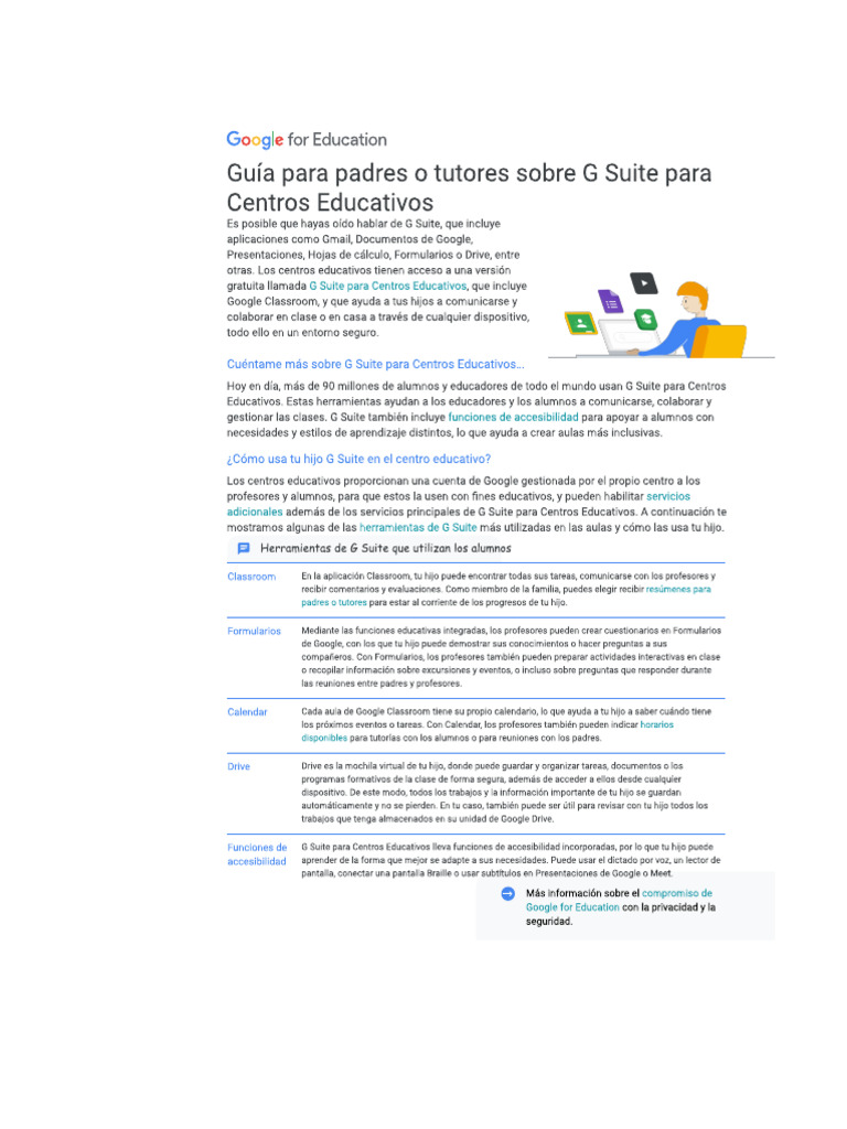 Guia para Padres o Tutores Sobre G Suite | PDF