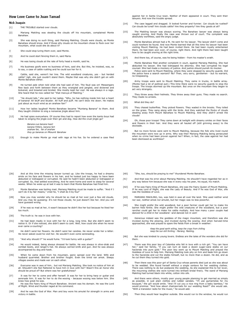 How Love Came To Juan Tamad Pdf