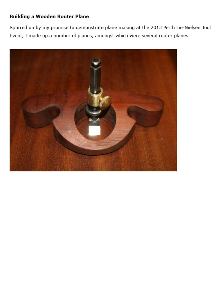 Building A Wooden Router Plane | PDF