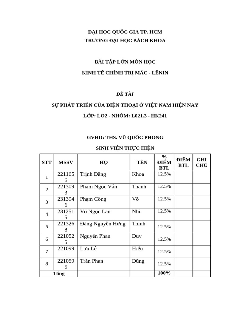 L021.3 - BTL - Đề Cương | PDF