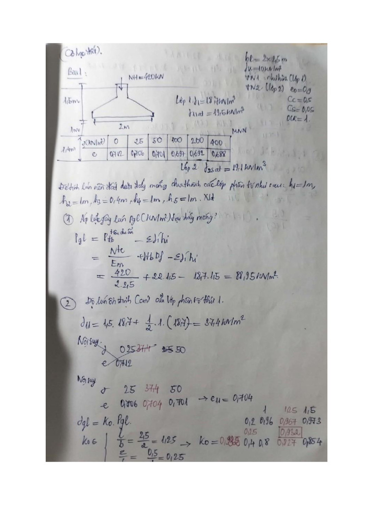 CDTC - Lời Giải Cơ Học Đất Cuối Kỳ | PDF
