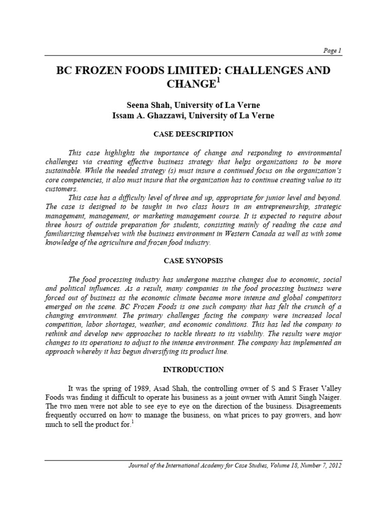Bc Frozen Foods Limited Chall | PDF