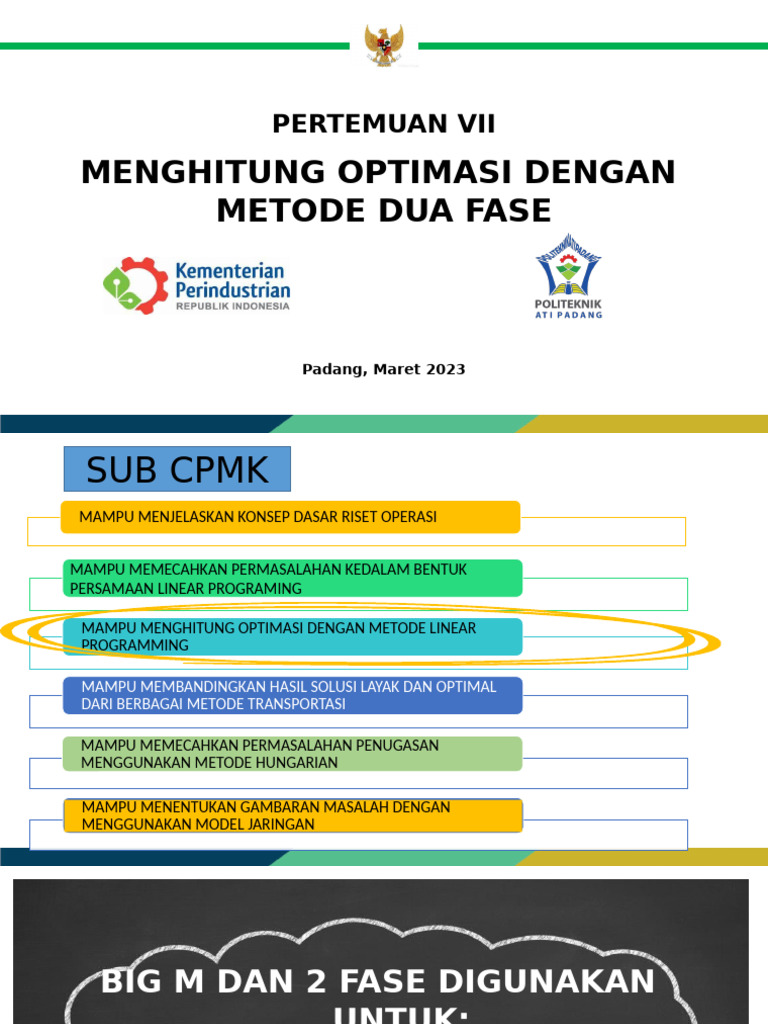 PERTEMUAN VII - Menghitung Optimasi Dengan Metode 2 Fase | PDF