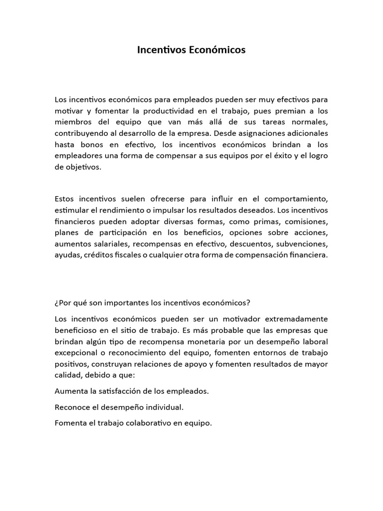 Incentivos Económicos | PDF