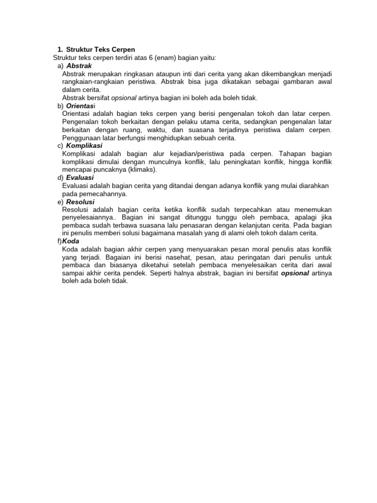 Struktur Teks Cerpen | PDF