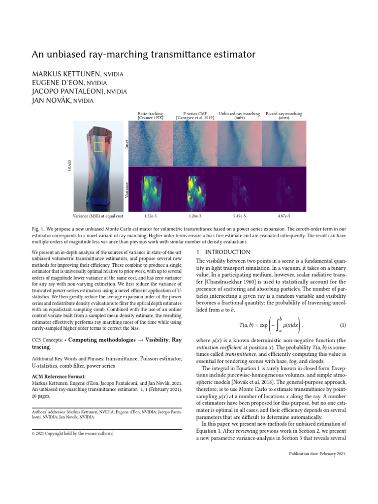 21 An Unbiased Ray-Marching Transmittance Estimator | PDF